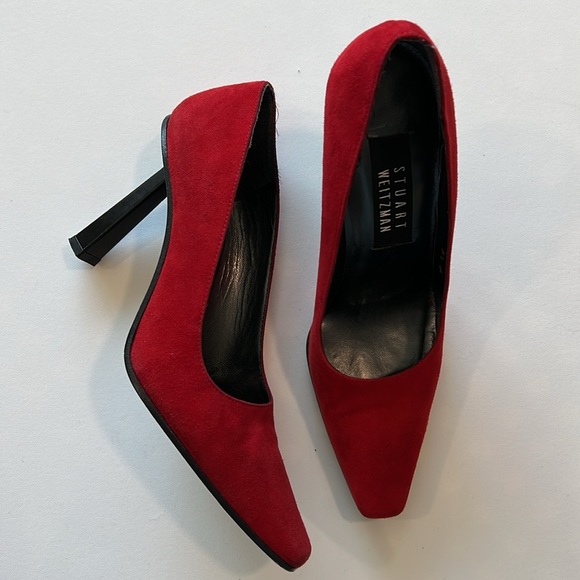 Stuart Weitzman | Shoes | Stuart Weitzman Red Suede Pump Heels 55 ...